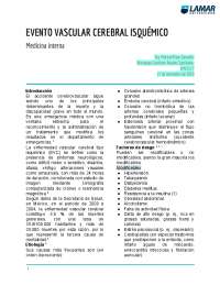 Evento Cerebral Vascular Isquemico - Docsity