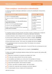 Ficha de Trabalho Orações português secundário Exercícios Português Gramática Literatura