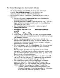 The thermal decomposition of ammonium chloride - Docsity