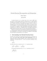 Partial Fraction Decomposition and Integration - Docsity