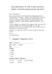 Example of Research Survey For Grade 12 - Docsity