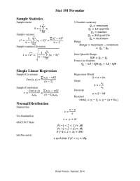 Statistics mathematics formulas | Cheat Sheet Statistics - Docsity