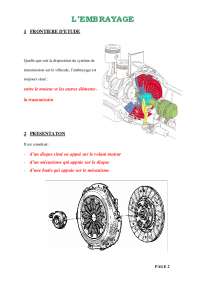 Principe d'un embrayage automobile - Docsity
