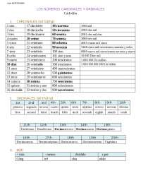 Los números en español. | Study notes Spanish Language | Docsity