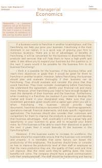 MANAGERIAL ECONOMICS ACTIVITY #1 - Docsity