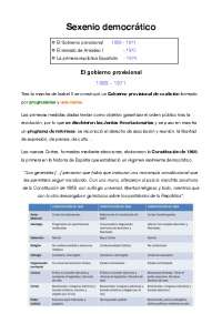 El sexenio democrático - Docsity