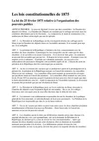 Les lois constitutionnelles de 1875 - UNJF - Docsity