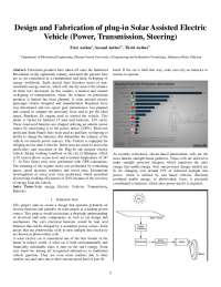 Design and Fabrication of Solar Assisted Electric Vehicle - Docsity