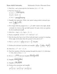 Mathematics Practice Placement Exam - Docsity