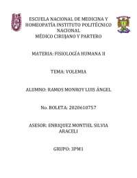 VOLEMIA CALCULO, Escuela nacional de medicina - Docsity