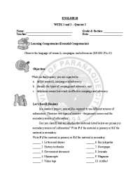 English Quarter 2 Grade 10 - Docsity