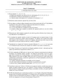 COMBINATORIA EJERCICIOS | Ejercicios de Matemáticas | Docsity