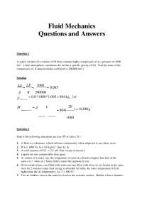 Fluid mechanics questions and answers | Exercises Fluid Mechanics | Docsity