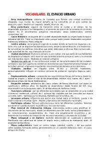 Vocabulario sobre la ciudad - Docsity