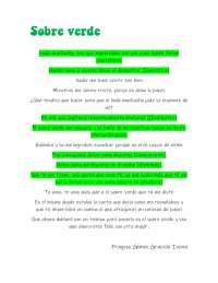 Poema sobre verde con recursos literarios - Docsity