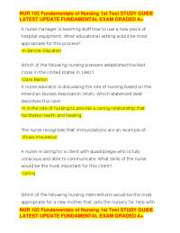 NUR 102 Fundamentals of Nursing 1st Test STUDY GUIDE LATEST UPDATE ...