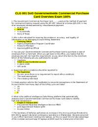 CLG 001 DoD Governmentwide Commercial Purchase Card Overview Exam 100% ...