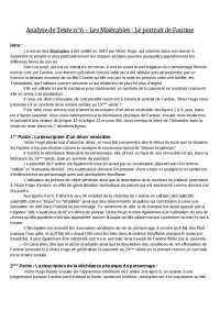 Analyse de Texte - Les Misérables : Le portrait de Fantine - Docsity