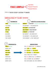 Past Simple di be schema di inglese e del Past Simple - Docsity