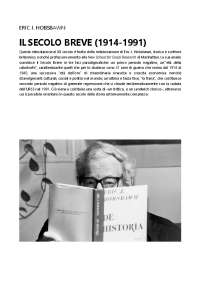 Riassunto de Il Secolo Breve (1914.1991) di Eric J. Hobsbawn - Docsity