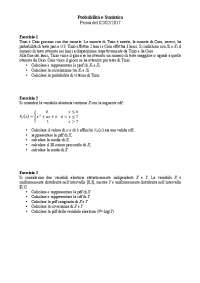 Prova d'esame di Probabilità e Statistica - Docsity