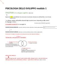 Psicologia dello sviluppo modulo1 e 2 - Docsity