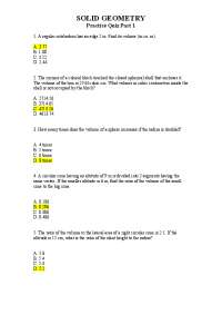 Solid Geometry Practice Quiz - Docsity