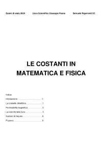 Le Costanti in Matematica e Fisica. - Docsity
