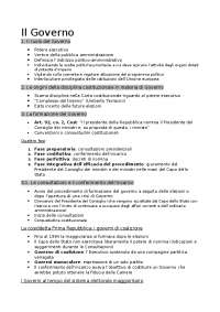 Riassunto schematico IL GOVERNO - Docsity