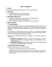 Nomenclatura, identificación de sustancias y reacciones químicas. - Docsity