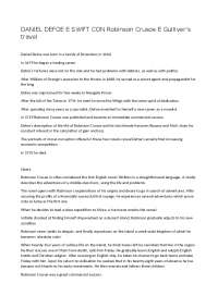 DANIEL DEFOE E SWIFT CON Robinson Crusoe E Gulliver’s travel - Docsity