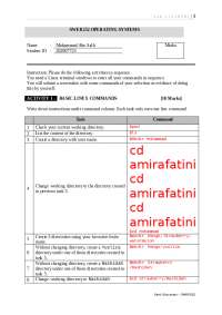 Operating Systems worksheet 1 - Docsity