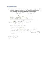 Soluciones de Ejercicios Equilibrio | Ejercicios de Química | Docsity