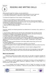 Reading and writing learning module - Docsity
