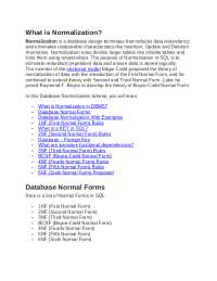 What is Normalization. - Docsity