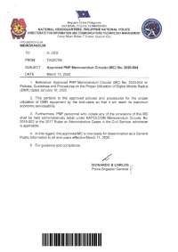 PNP memorandum circular | Papers Technical English | Docsity