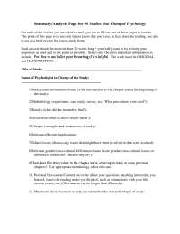 40 Studies that Changed Psychology - Docsity
