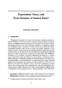 Theory of Expectation and Term Structures of Interest Rates - Docsity