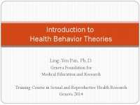 Introduction Health Behaviors Theories - Docsity