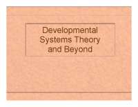 Developmental Systems Theory and Beyond - Docsity