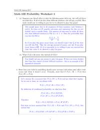 Mathematic Worksheet of Probability - Docsity