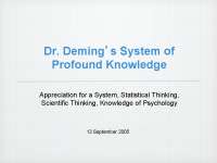 Dr. Deming's System of Profound Knowledge - Docsity
