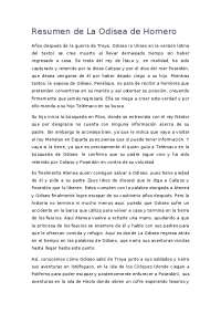 The Odyse by Homer Resume - Docsity