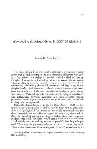 Transactional Theory of Reading - Louise M. Rosennblatt - Docsity