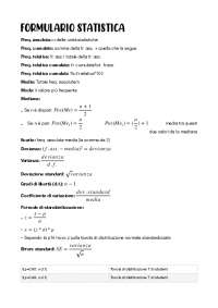 Formulario statistica applicata - Docsity
