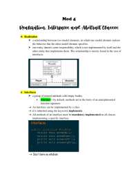 OOP - Mod 4 - Realization - Docsity