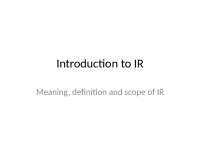 What is IR and it's basics ? - Docsity