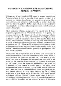 Analisi dei sonetti del Canzoniere - Docsity