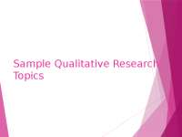 QUALITATIVE RESEARCH TITLES - Docsity