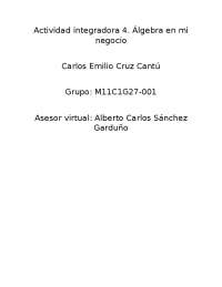 Modulo 11-Actividad integradora 4. Álgebra en mi negocio | Ejercicios de Matemáticas | Docsity